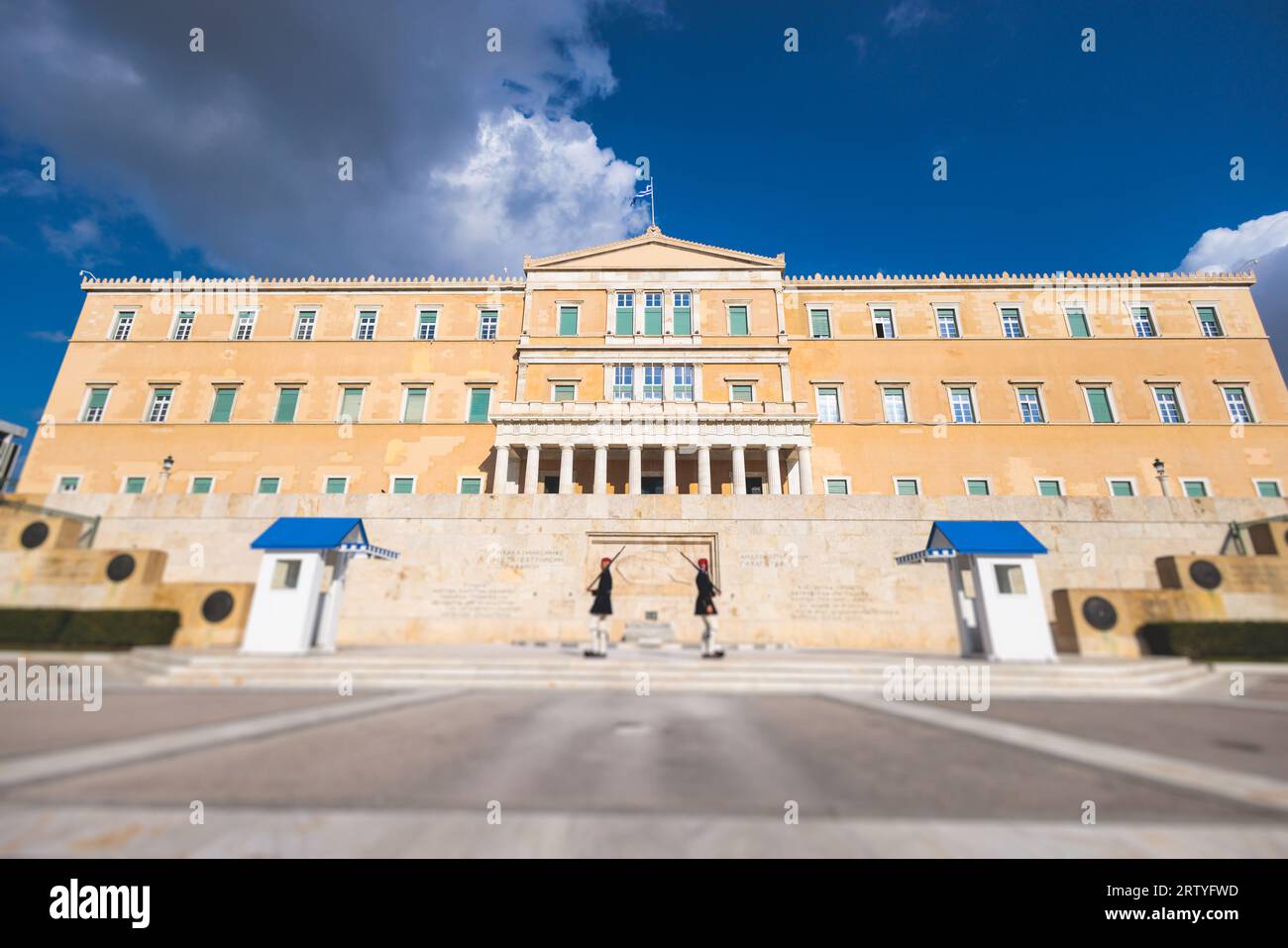 Greek Parliament in Old Royal Palace building facade exterior, Hellenic ...