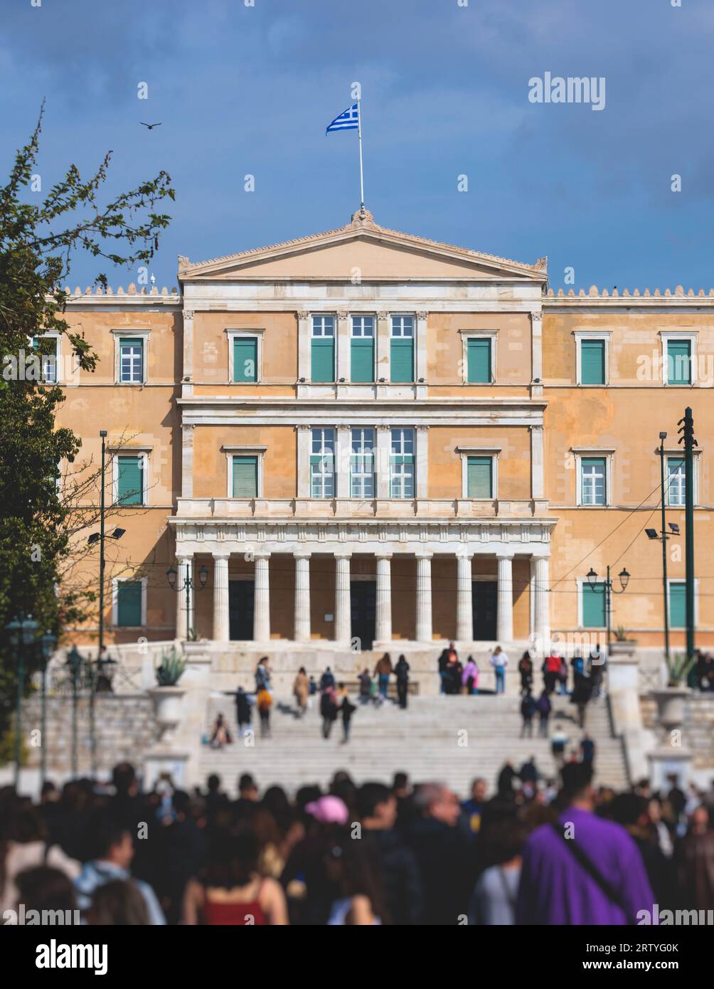 Greek Parliament in Old Royal Palace building facade exterior, Hellenic ...
