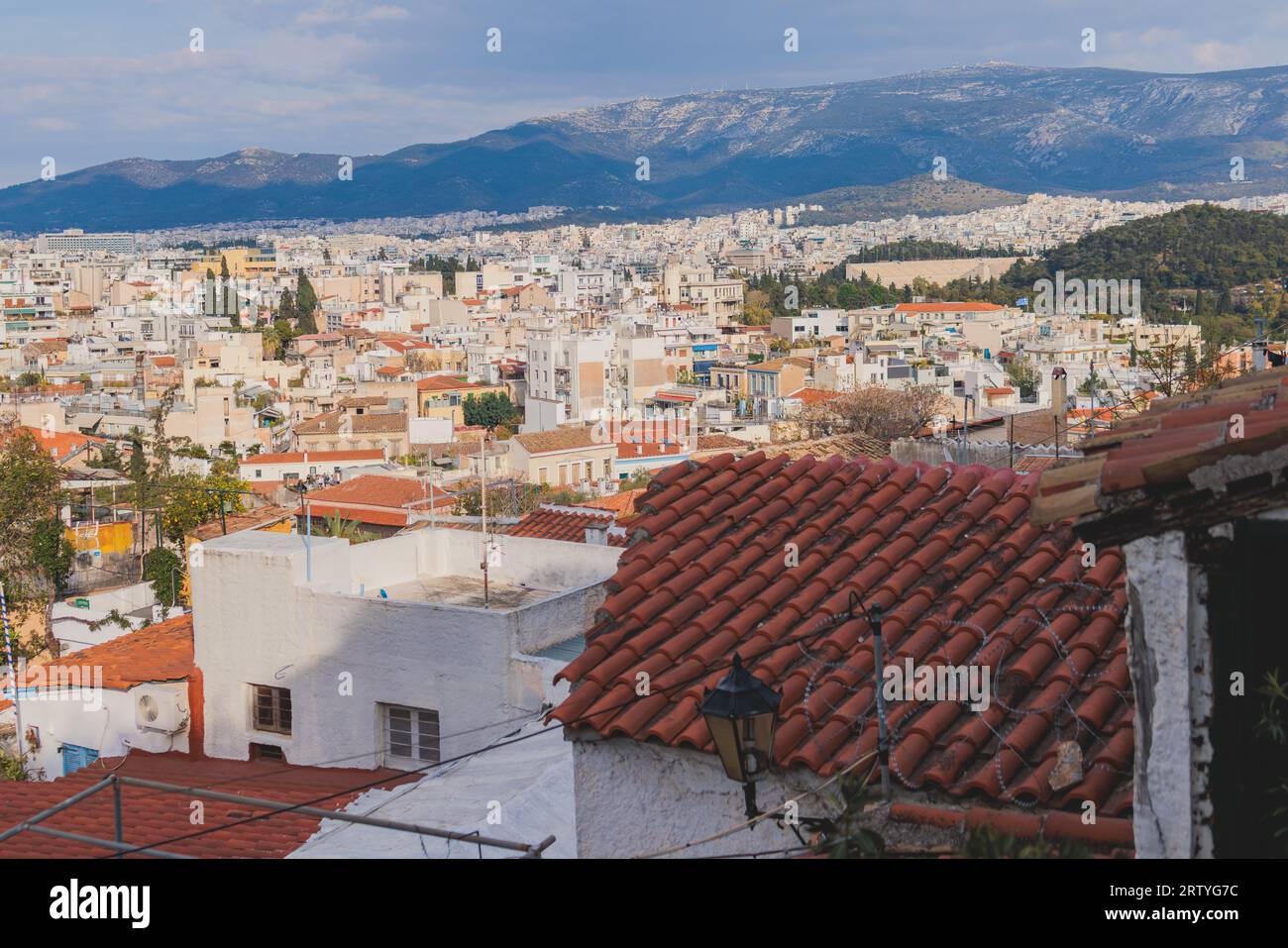 Anafiotika village street view in historical Plaka district ...