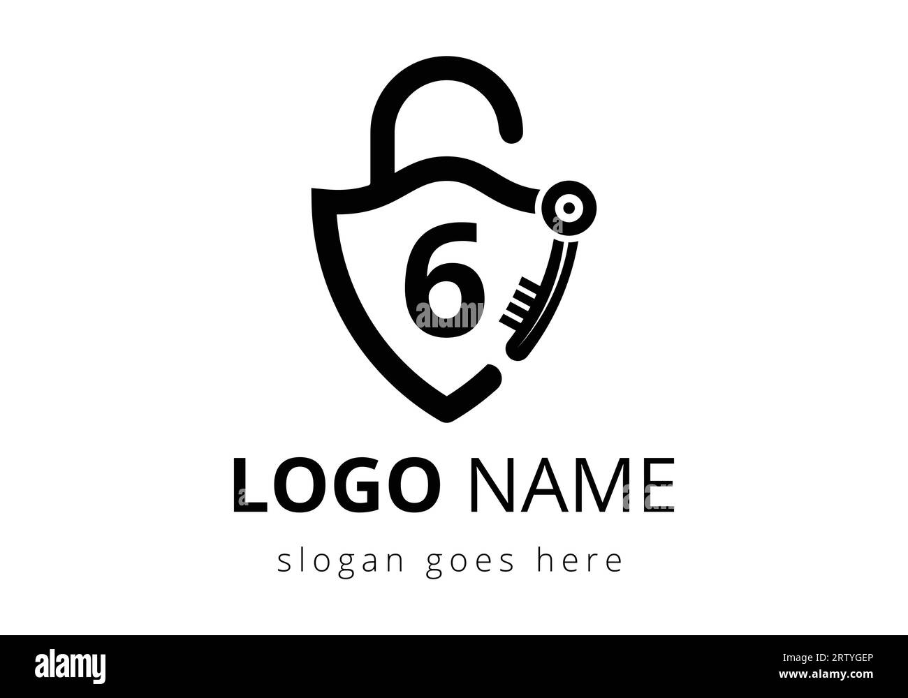 Letter 6 Key Logo Combine With House Locker Key. Lock logo sign symbol ...