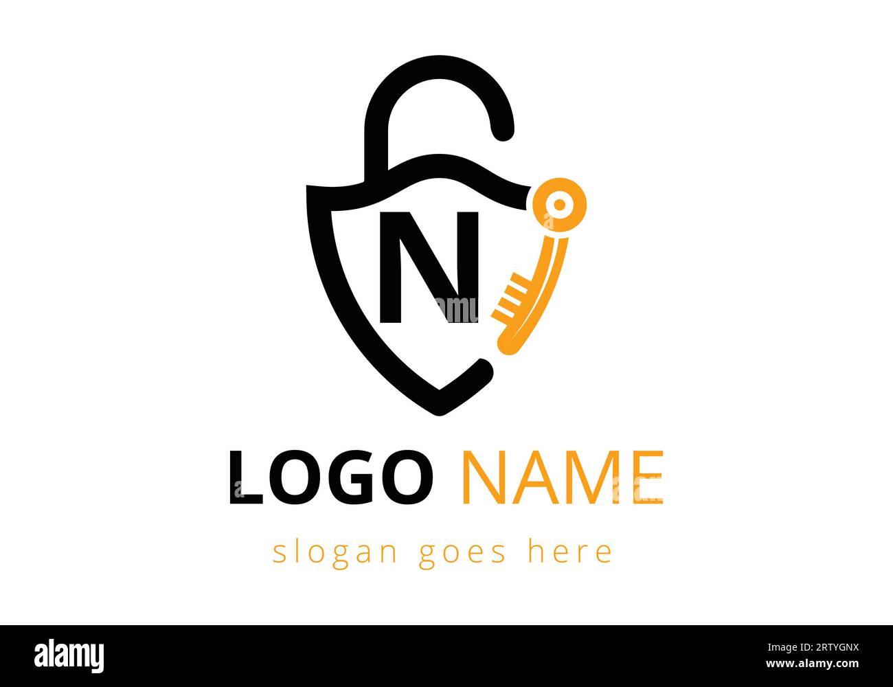 Letter N Key Logo Combine With House Locker Key. Lock logo sign symbol ...