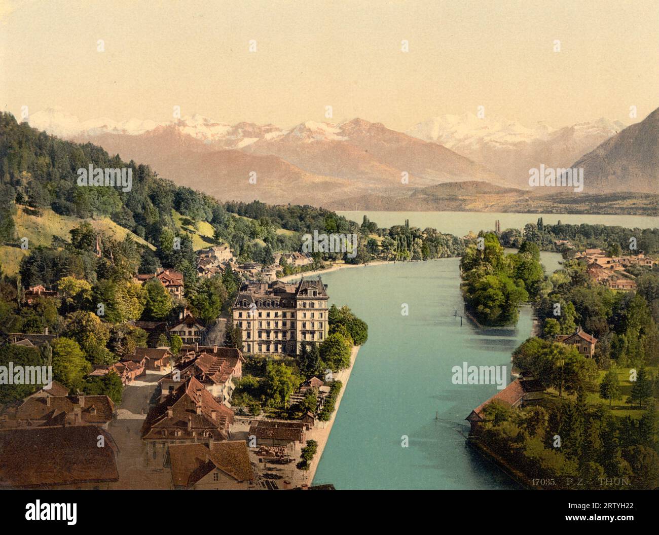 General view of Thun, Bern, Switzerland 1890 Stock Photo - Alamy