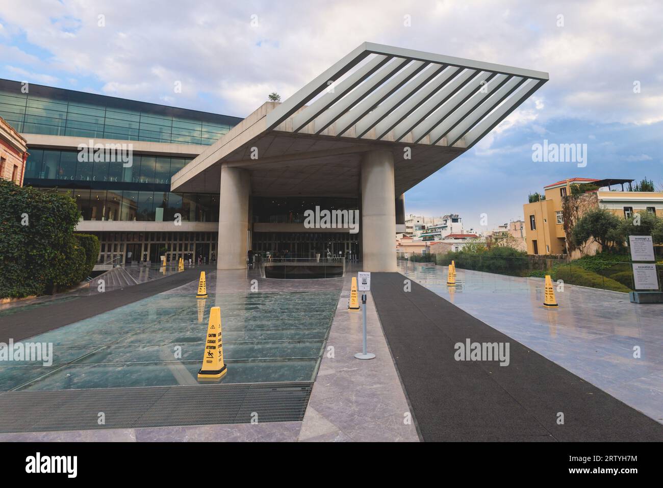 View of Acropolis Museum facade building exterior entrance, an ...