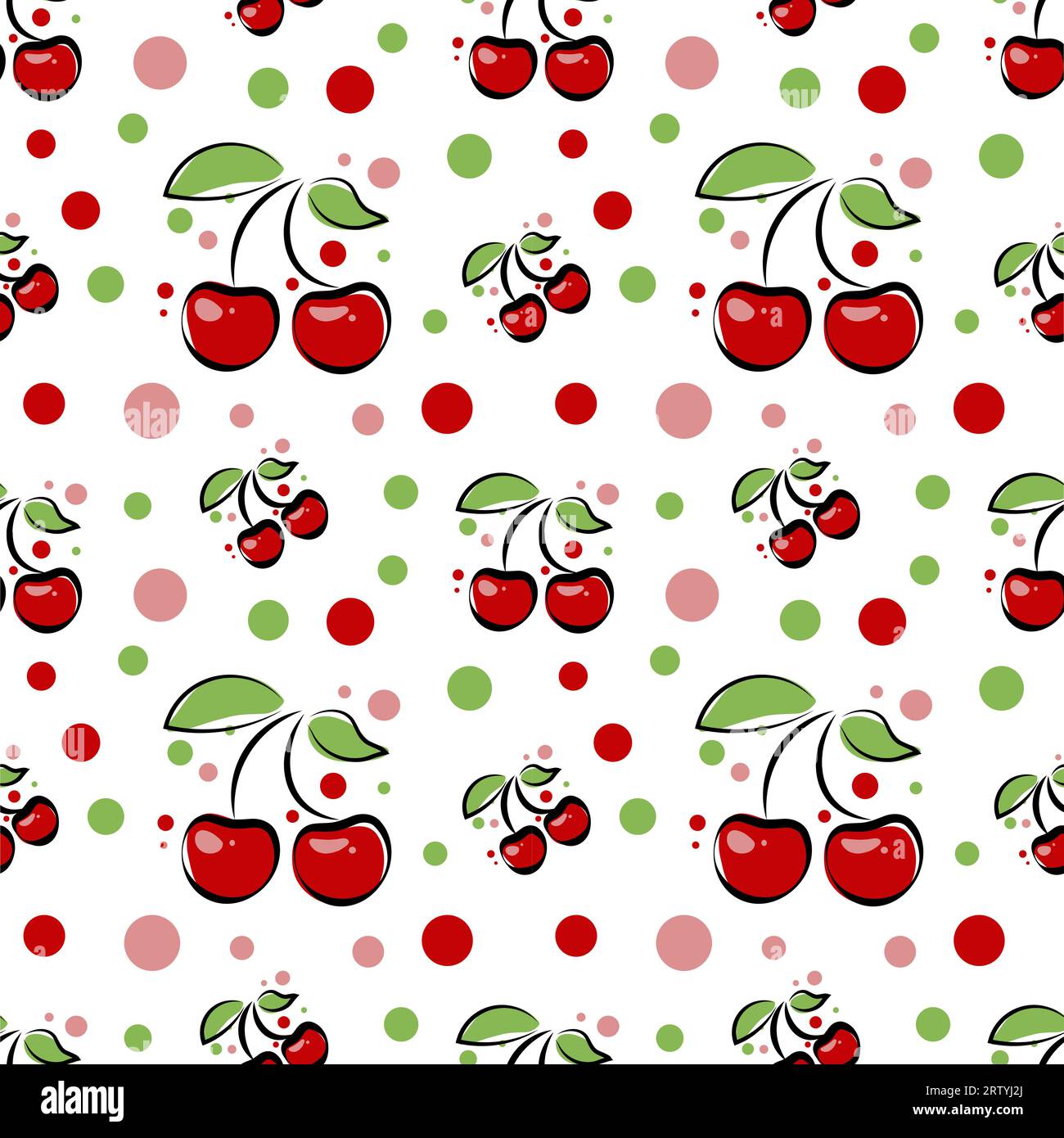 Seamless texture with cherries on white background Stock Vector Image ...