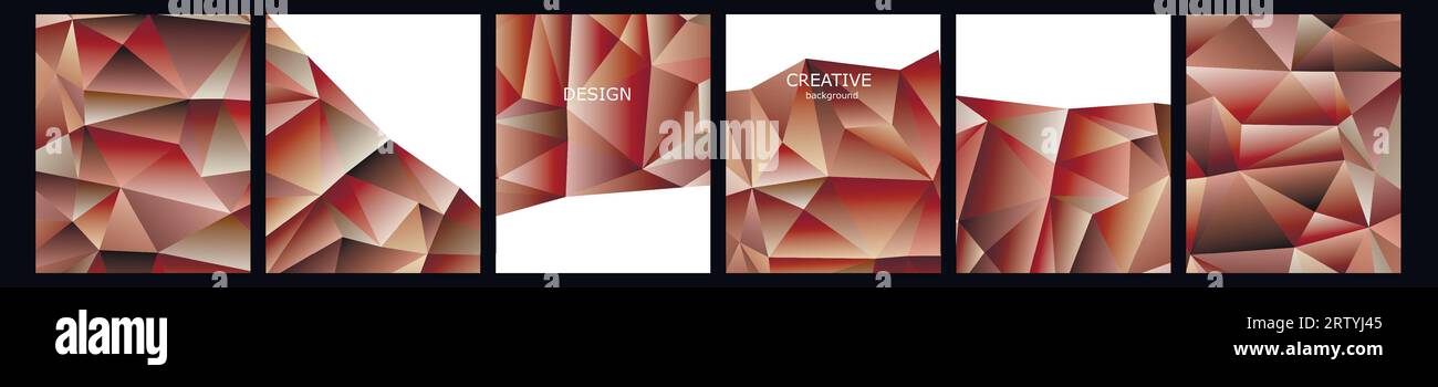 Set of vector cover notebook design. Abstract rainbow minimal triangles ...