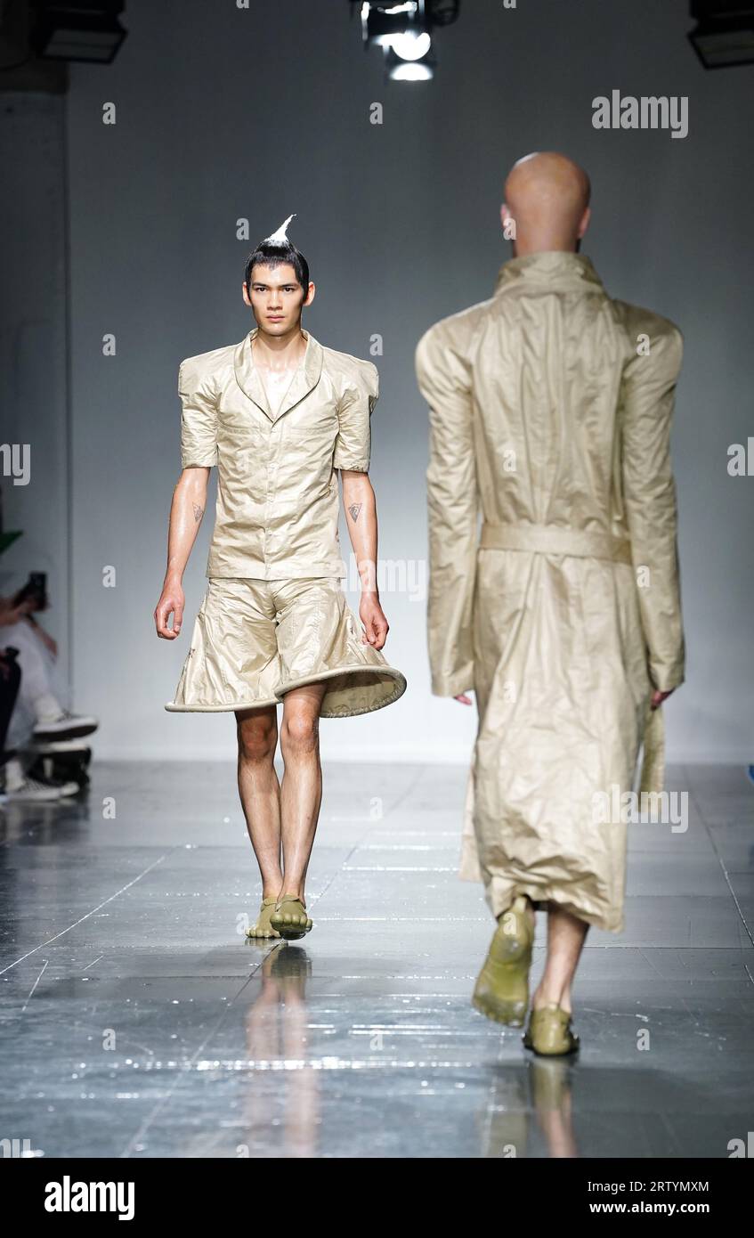 Models on the catwalk during the HARRI show at the Newgen Catwalk Space ...