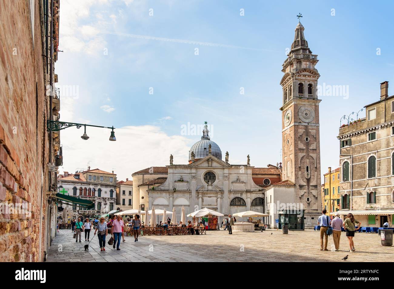Venice, Italy - May 31 2023: View with the facade and bell tower of ...