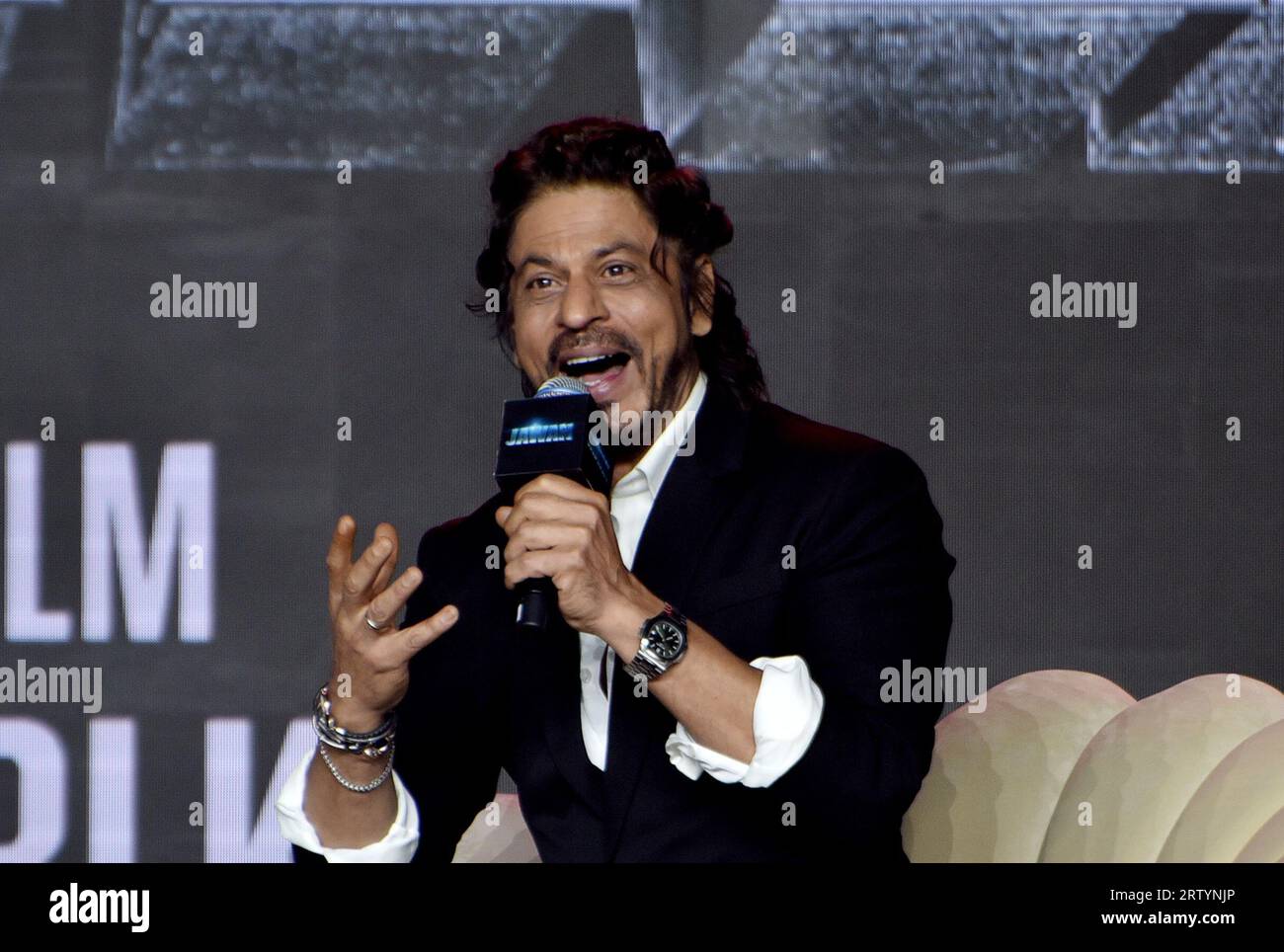 Indian actor Shah Rukh Khan, attends a press conference after success ...