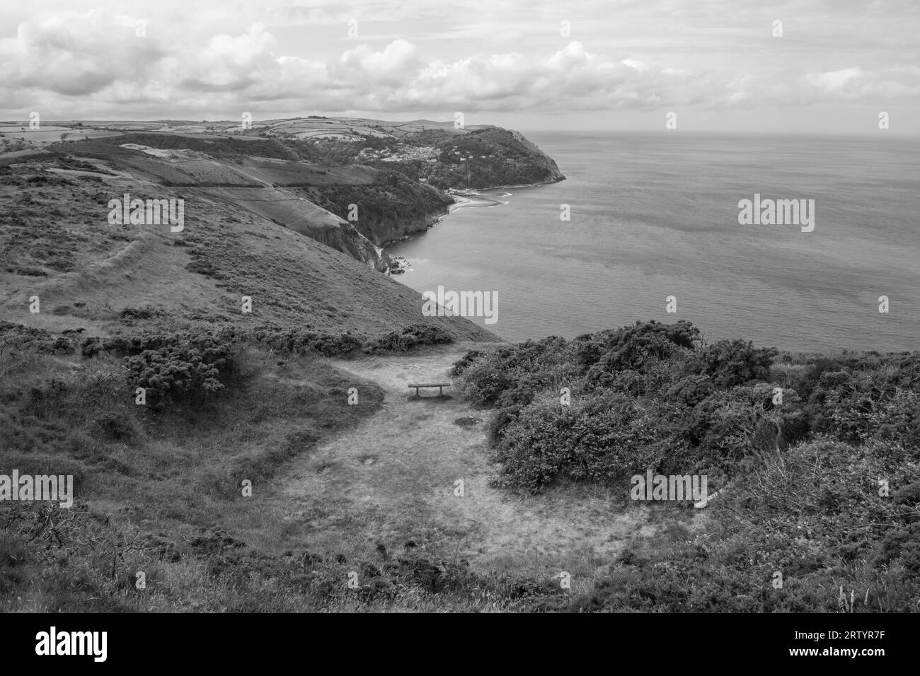 View from Countisbury Hill of Lynton and Lynmouth in Devon Stock Photo ...