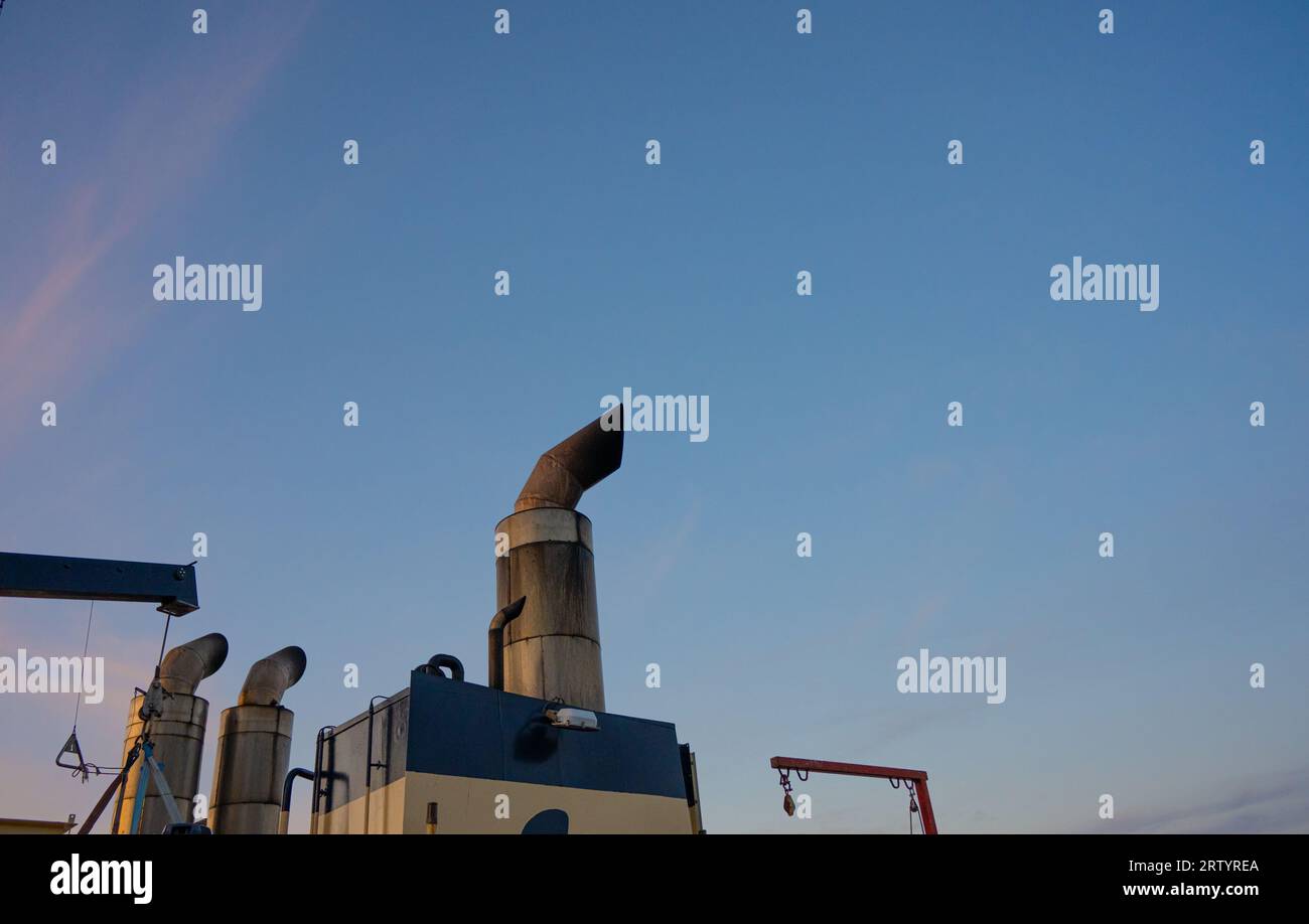 Funnel of a large tug boat Stock Photo - Alamy