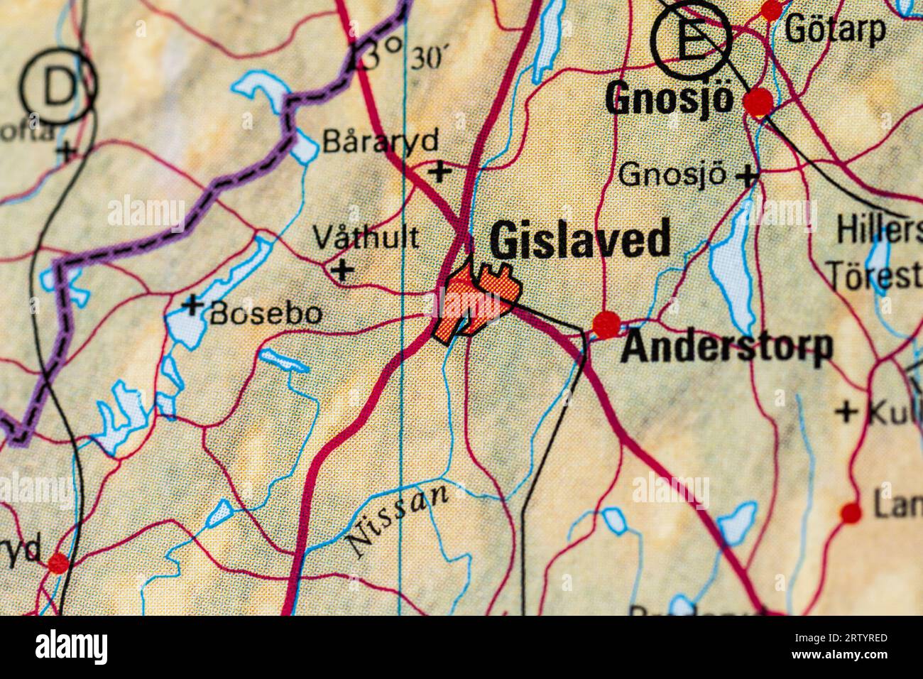 Atlas map of Gislaved and Gnosjö Stock Photo - Alamy