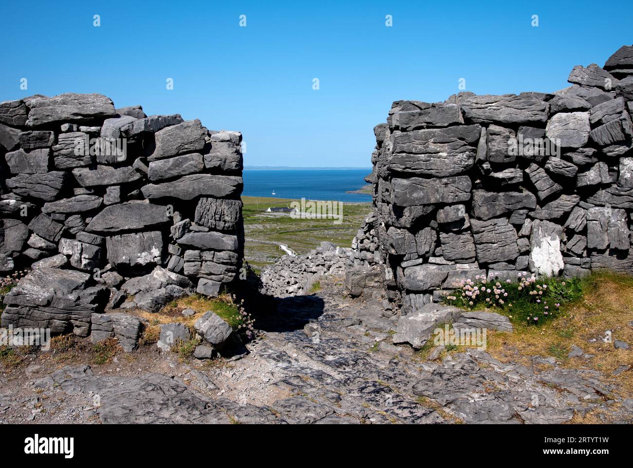 Beautiful view from Dun Aonghasa Fort ( Dun Aengus) or Fort of Aongus ...