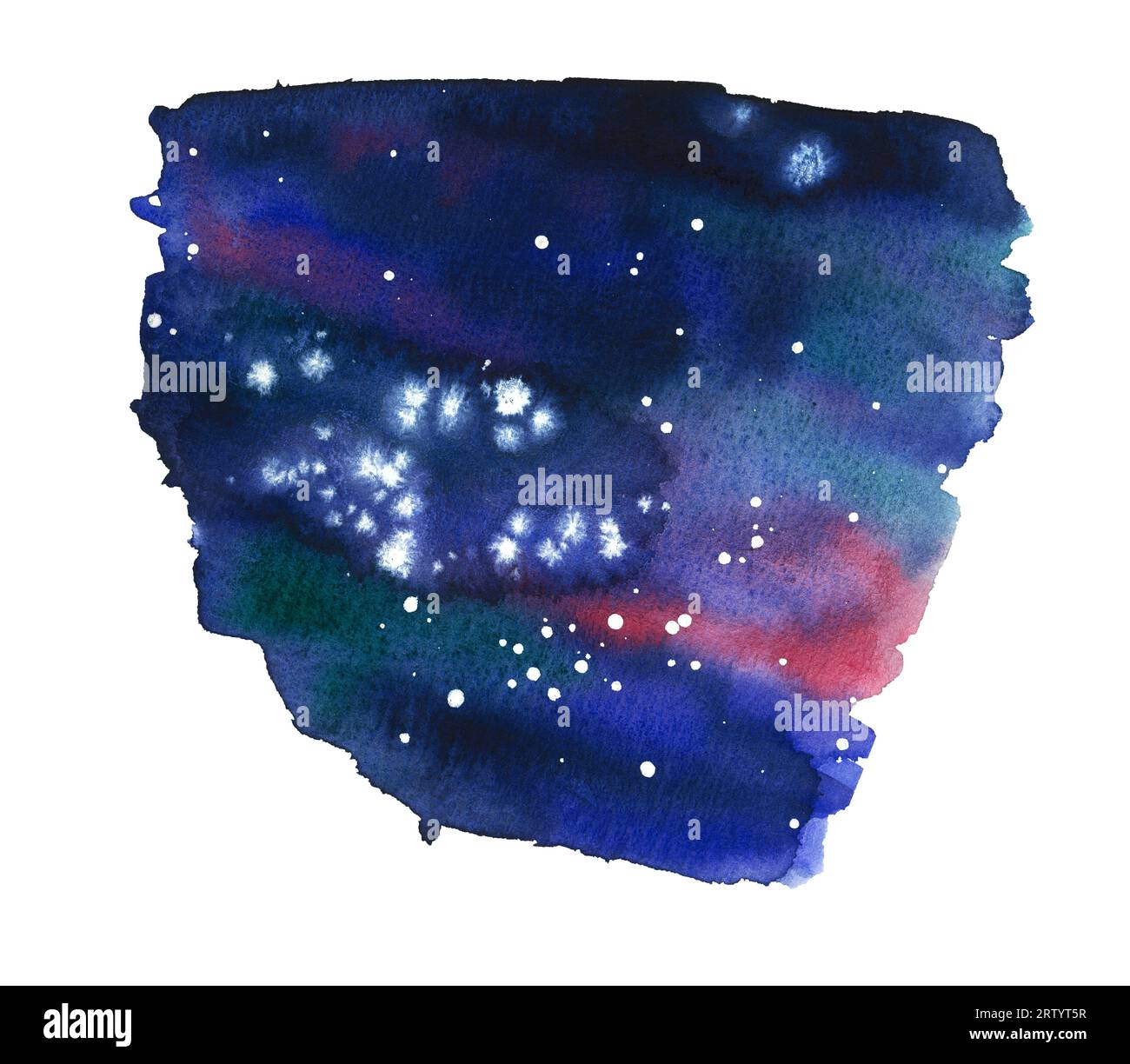 Watercolour night sky with stars isolated on white. Blue indigo color ...
