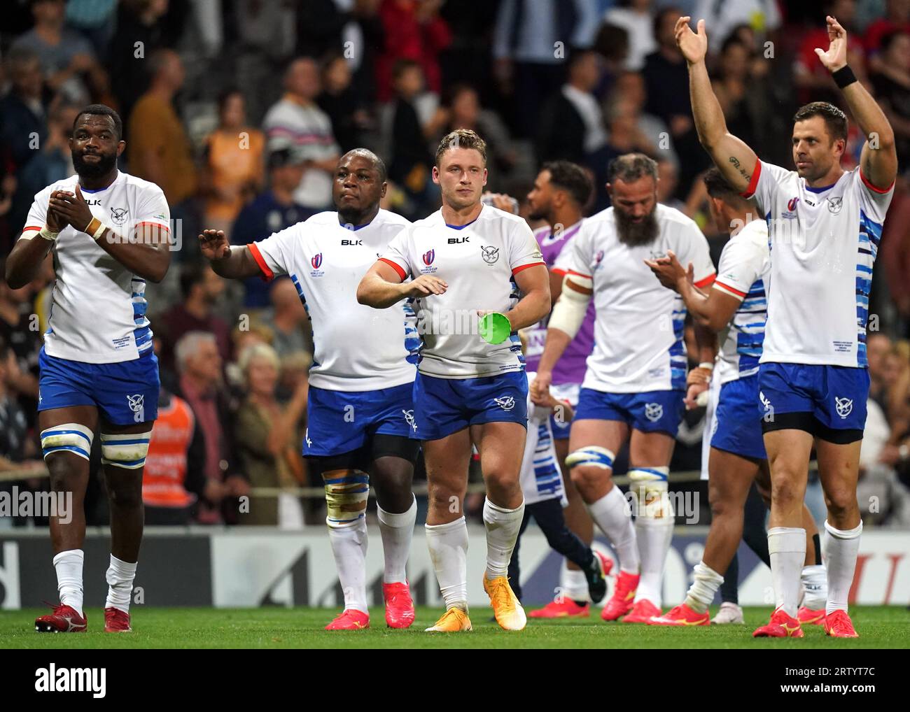 Namibia players wave to fans following the Rugby World Cup 2023, Pool A ...