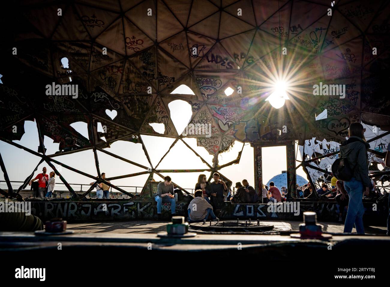 interior of teufelsberg radar station with people Stock Photo - Alamy