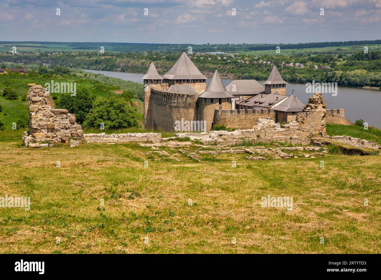 Khotyn Fortress and river Dniester. It is a medieval fortification ...