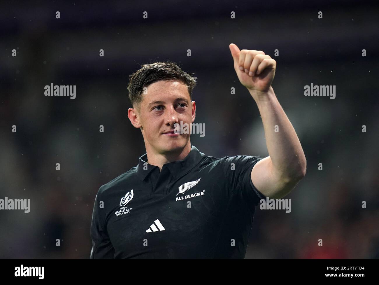 New Zealand's Cameron Roigard salutes the fans following the Rugby ...