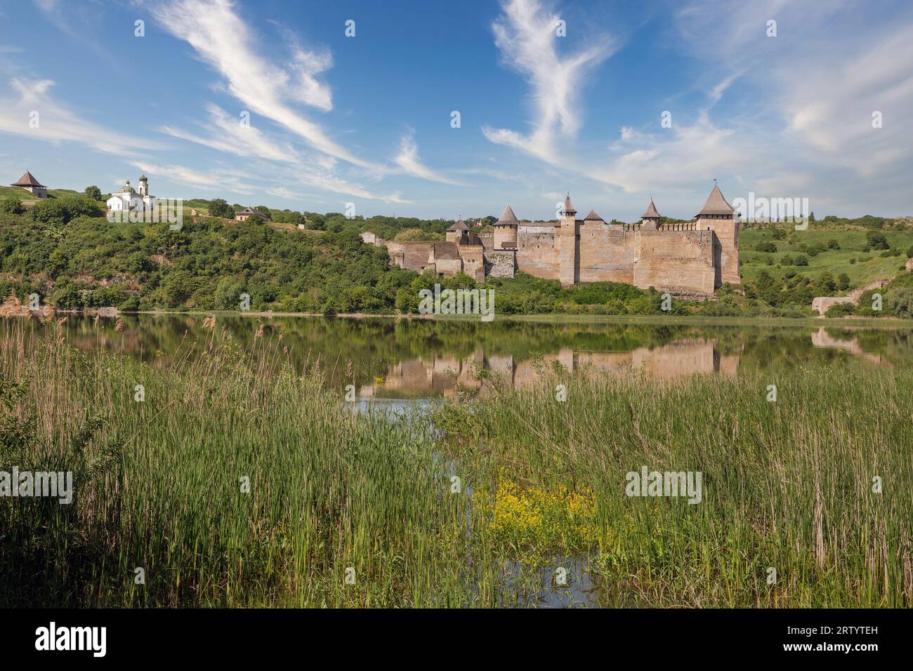 Khotyn Fortress and river Dniester. It is a medieval fortification ...