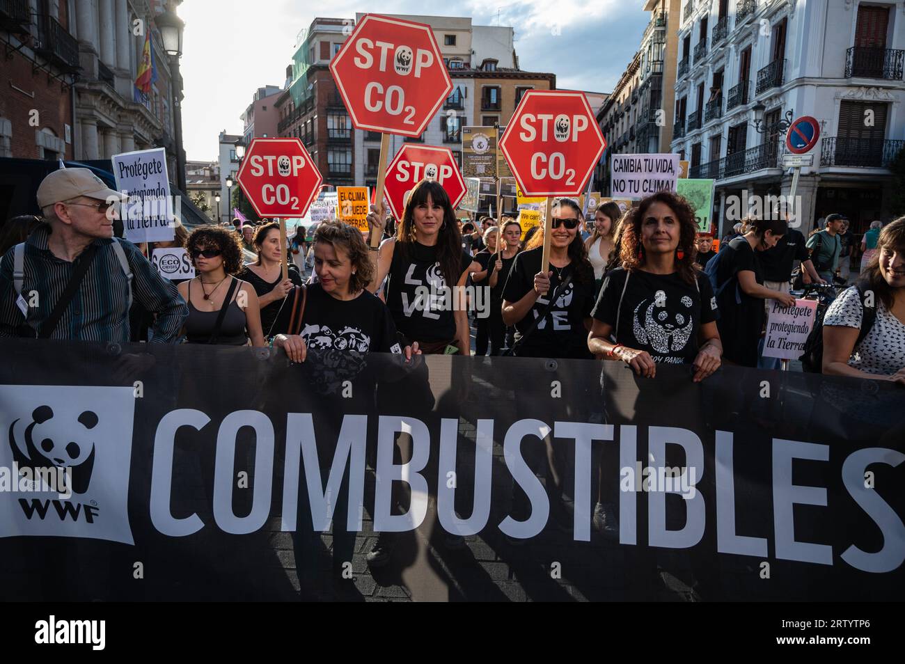 Madrid, Spain. 15th Sep, 2023. A group of WWF climate activists ...