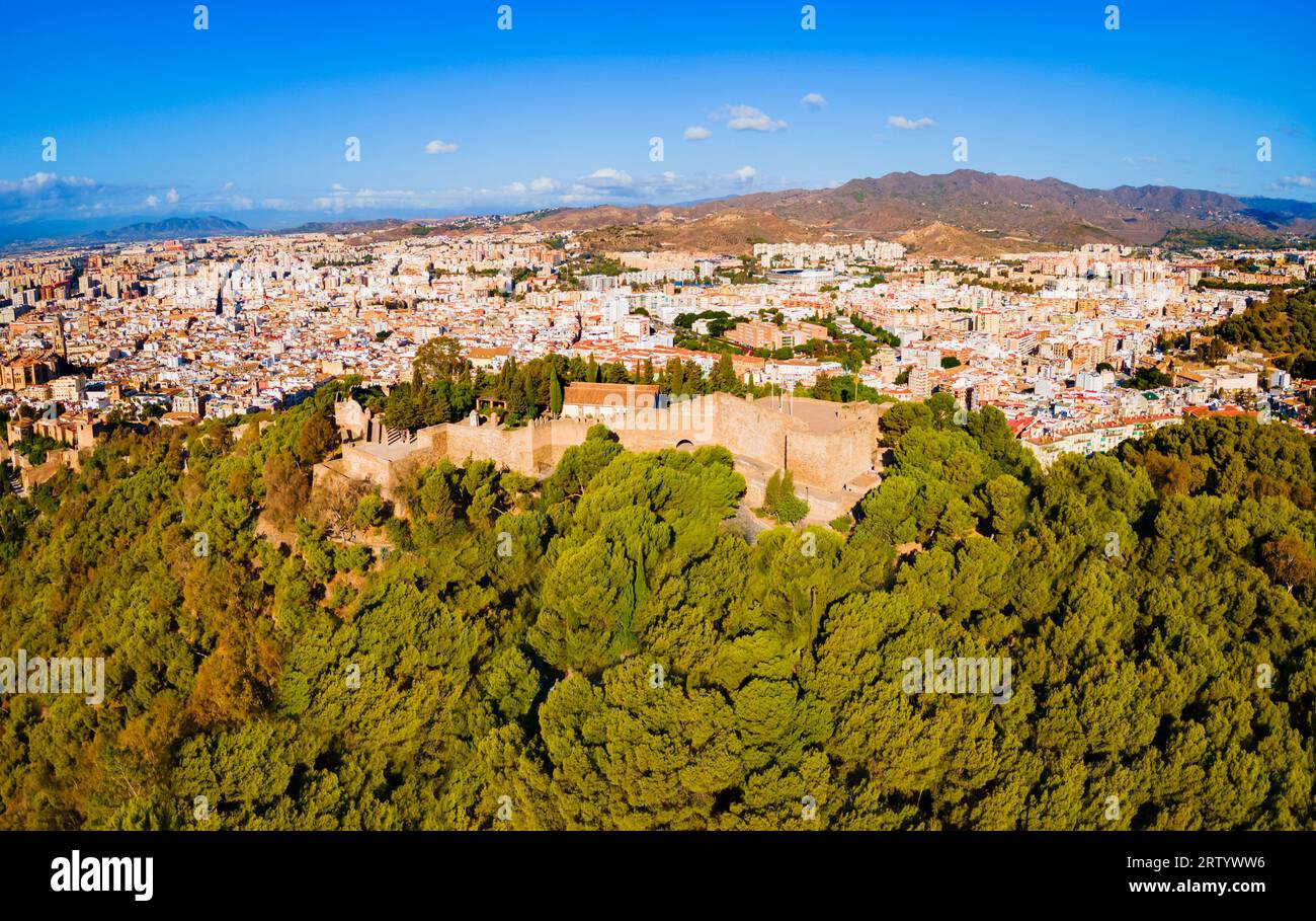 Castillo de gibralfaro with view about the town hi-res stock ...