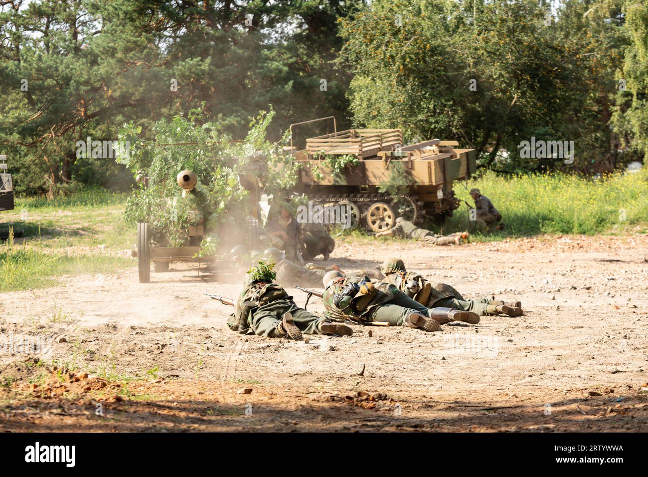 Hel, Pomerania, Poland- August 24, 2023: Reconstruction of battle from ...