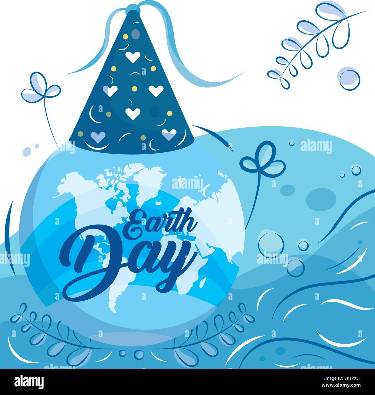 Earth planet with a party hat Earth day poster Vector Stock Vector ...