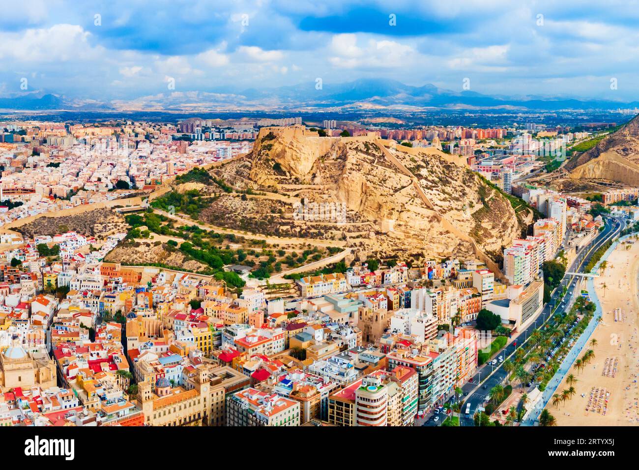 Santa Barbara Castle aerial panoramic view. Santa Barbara Castle is a ...