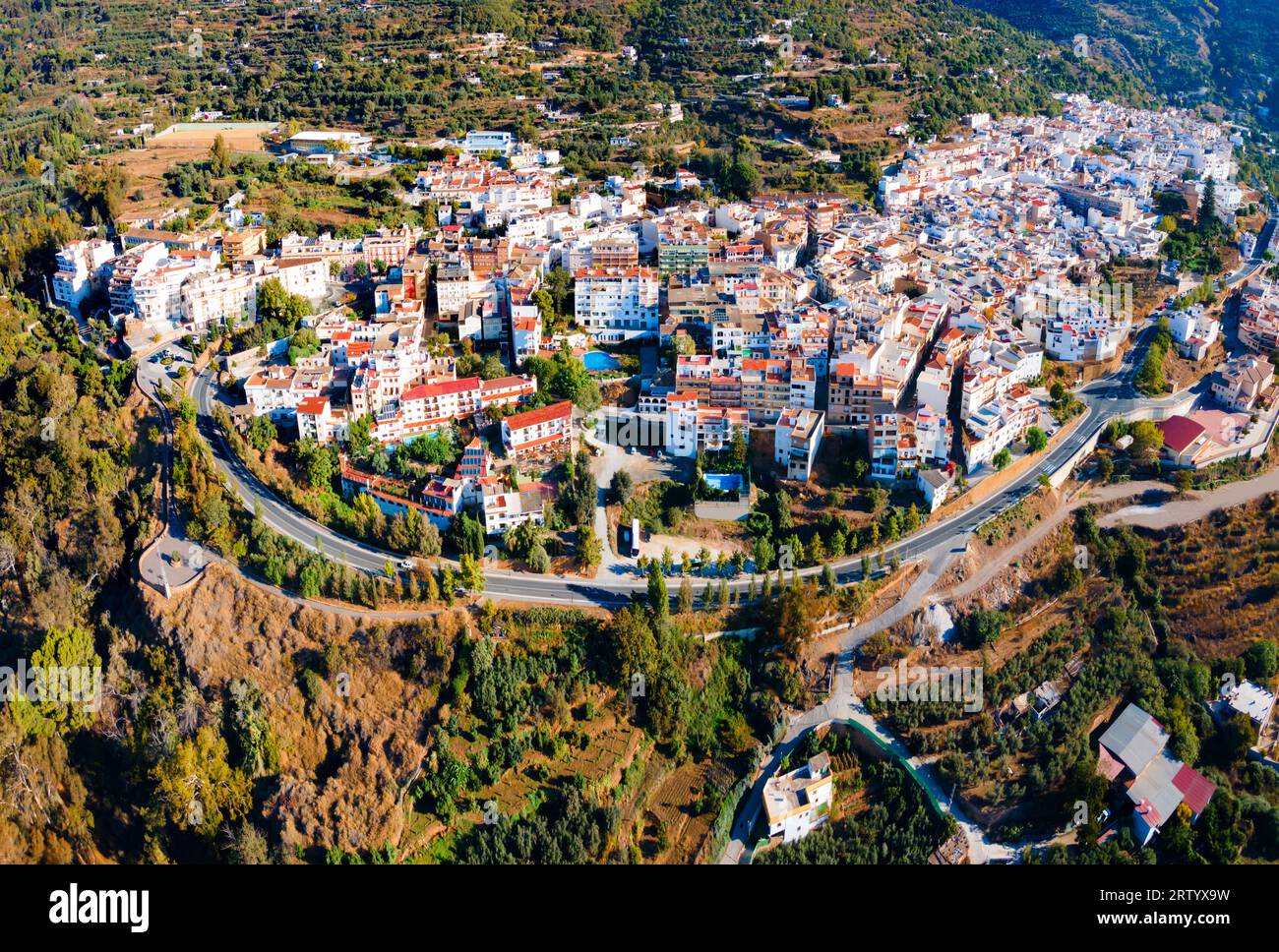 Lanjaron aerial panoramic view. Lanjaron is a town in the Alpujarras ...