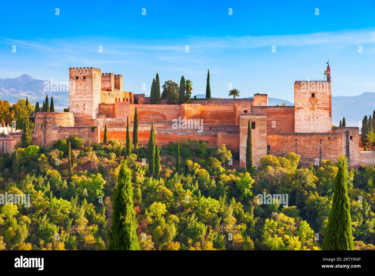 The Alhambra aerial panoramic view. The Alhambra is a fortress complex ...