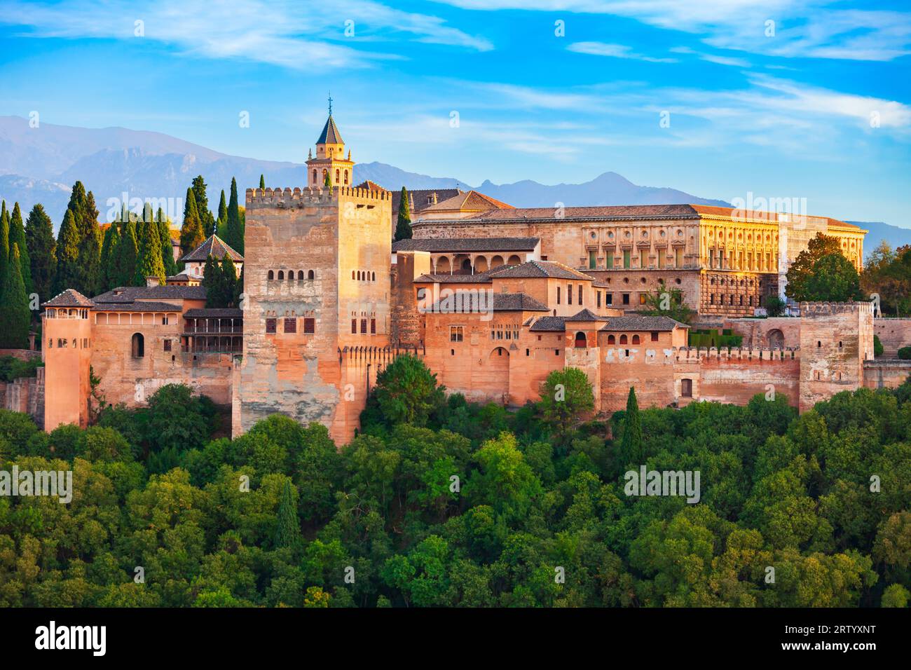 The Alhambra aerial panoramic view. The Alhambra is a fortress complex ...