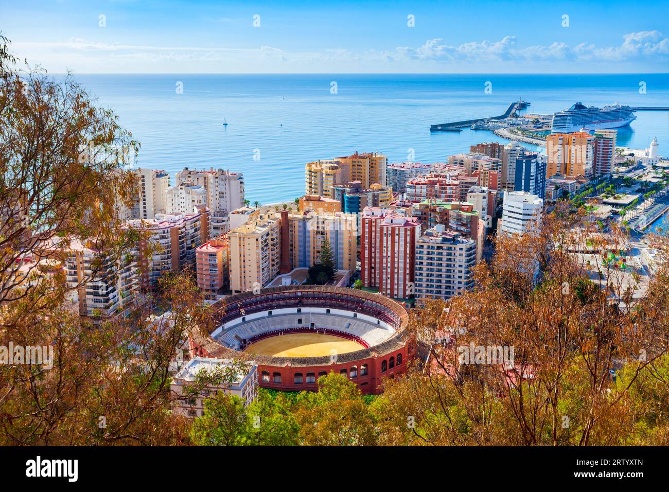Malaga aerial panoramic view. Malaga is a city in the Andalusia ...