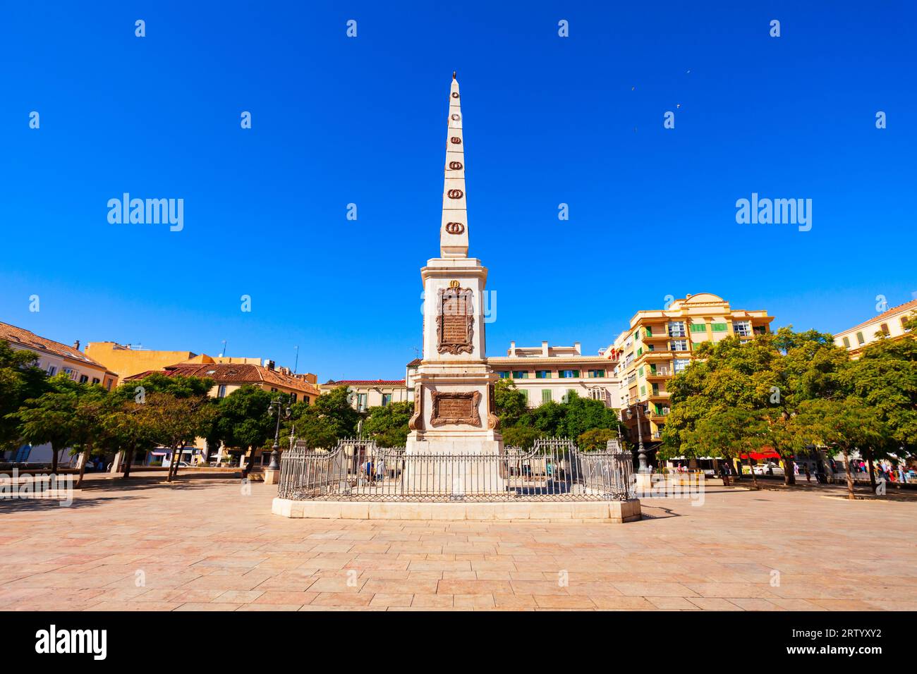 Torrijos Monument located in the center of Plaza de la Merced square in ...
