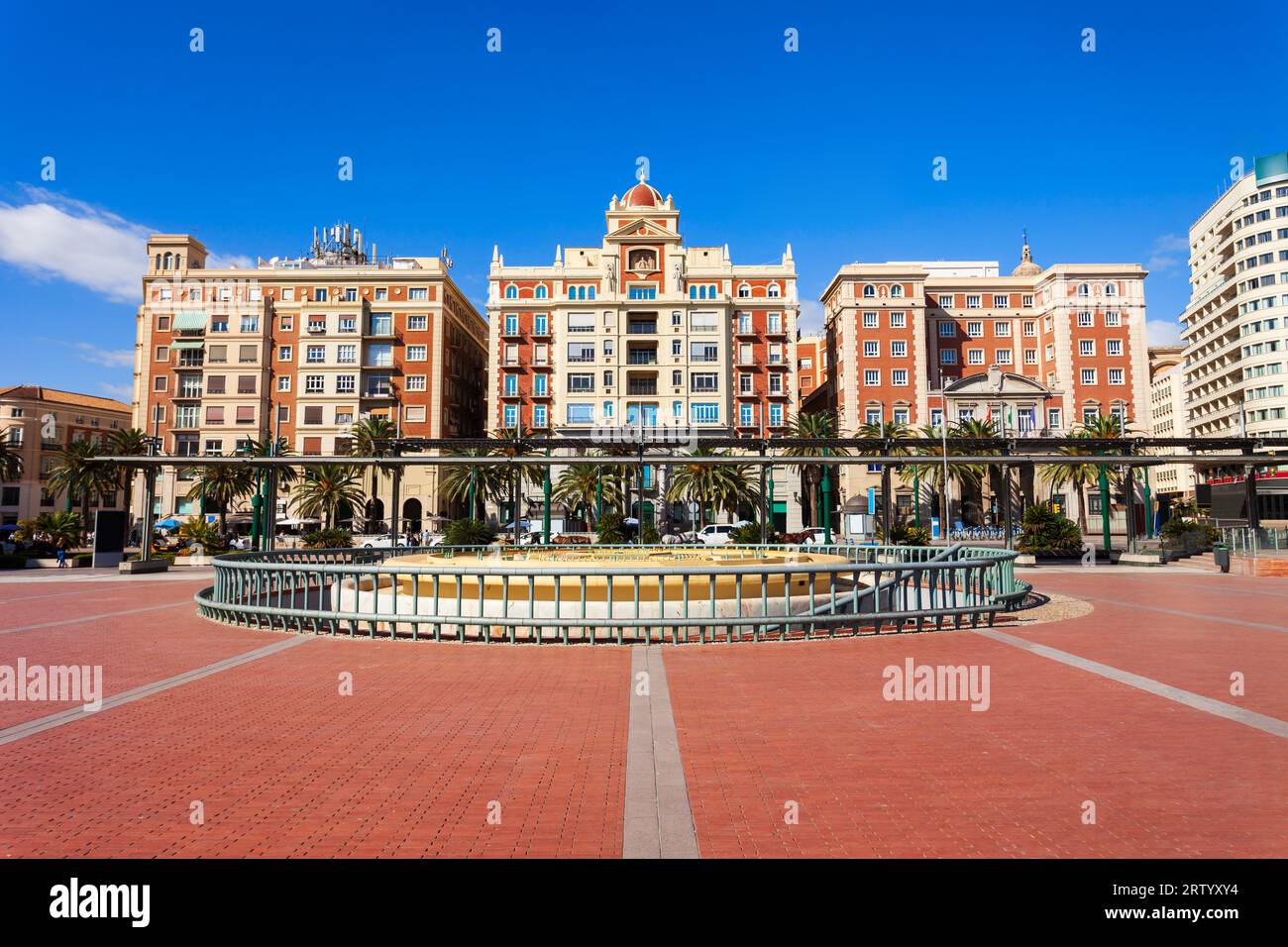 Fuente Plaza de la Marina square in Malaga. Malaga is a city in the ...