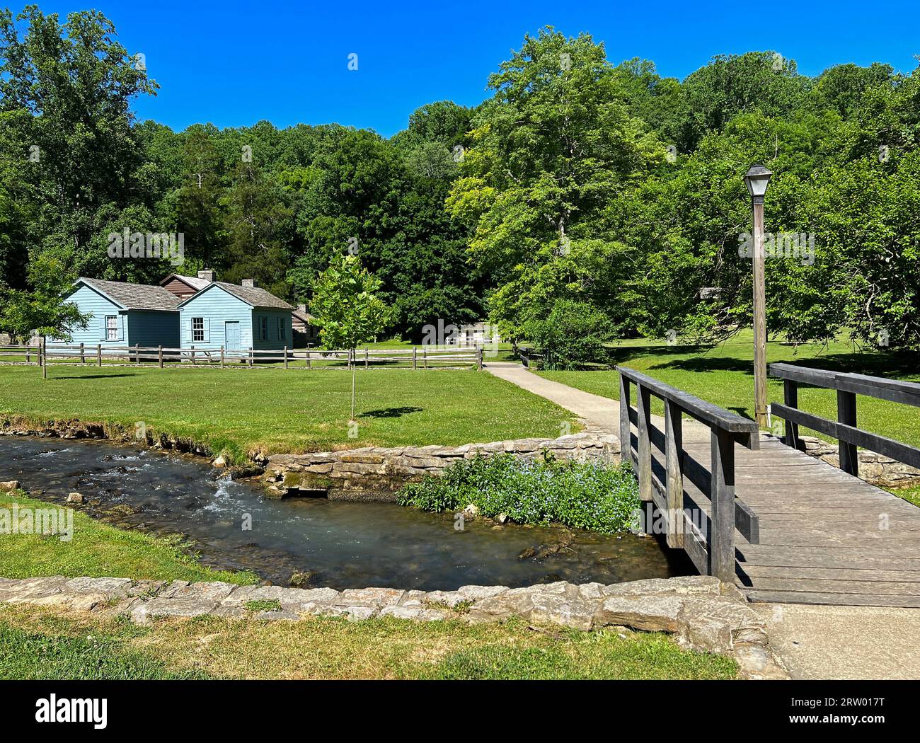 1800 Historic Buildings and a Foot Bridge over the creek in Spring Mill ...