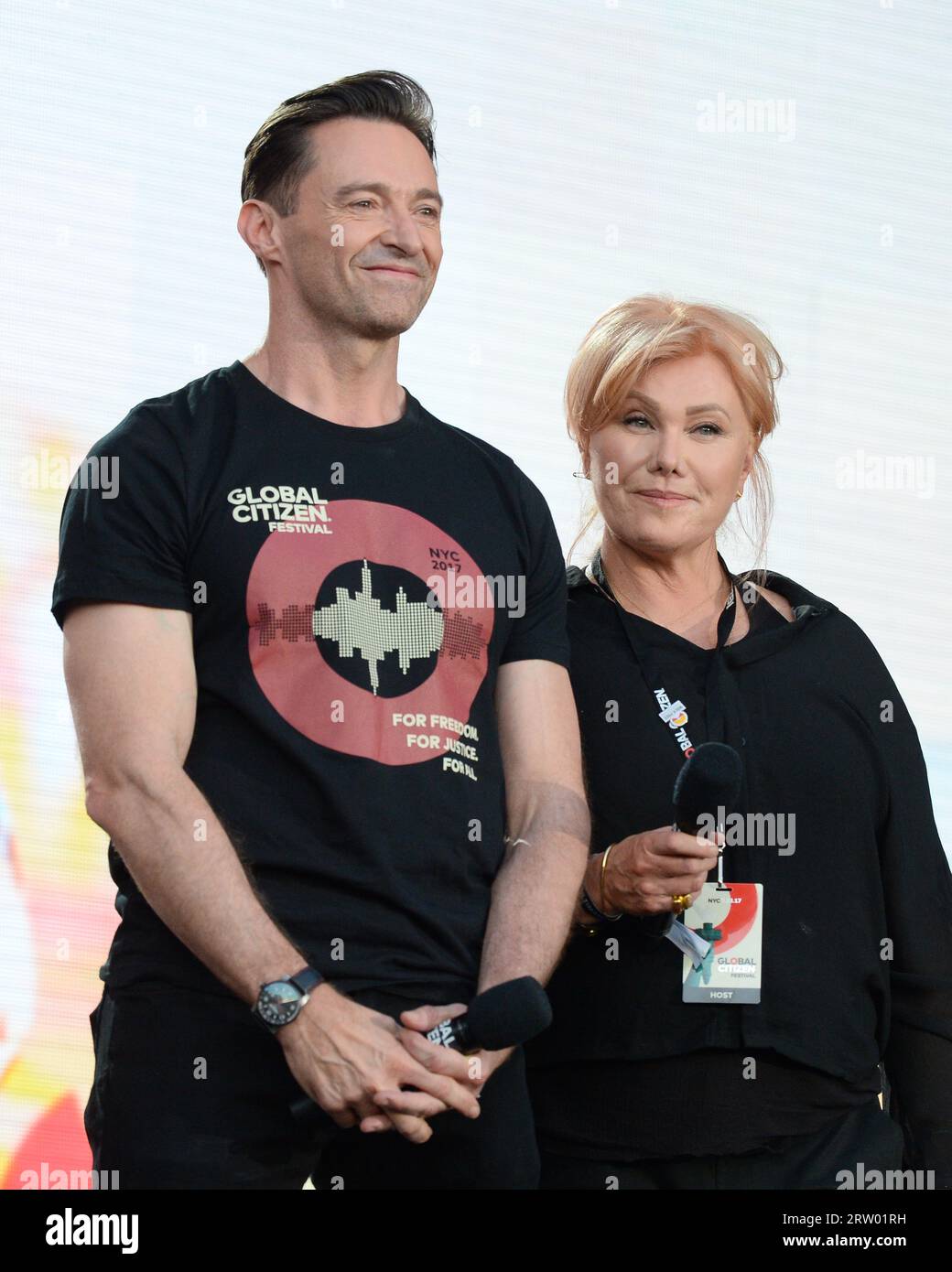 Hugh Jackman and Deborra-Lee Furness onstage during the 2017 Global ...
