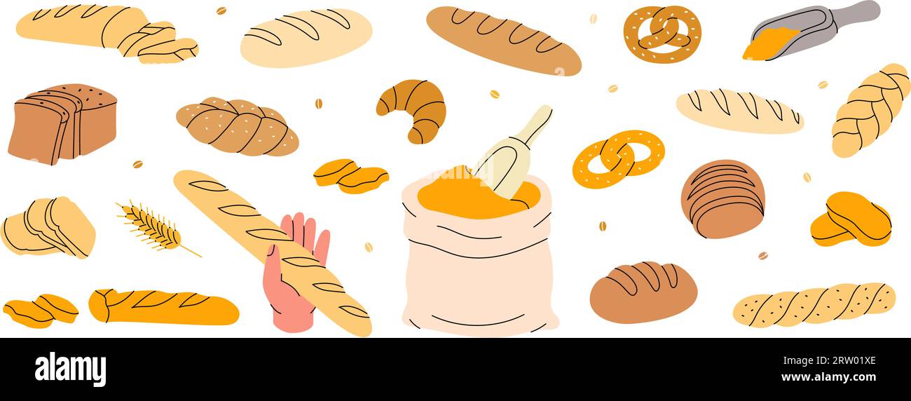 Pastry products. Breads and pastry banner. Whole grain and wheat bread ...