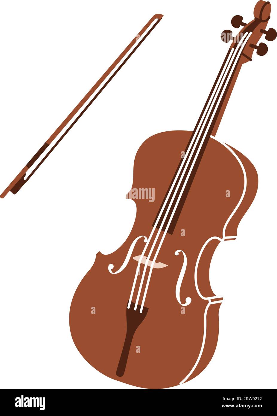 Violin, string instrument. Musical instruments silhouette. Vector illustration Stock Vector ...