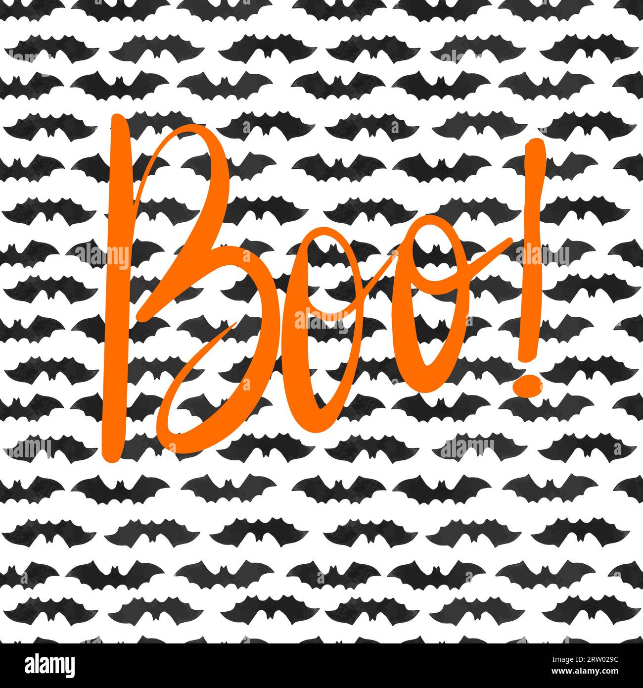 Decorative template with hand lettered text Boo on bats background ...