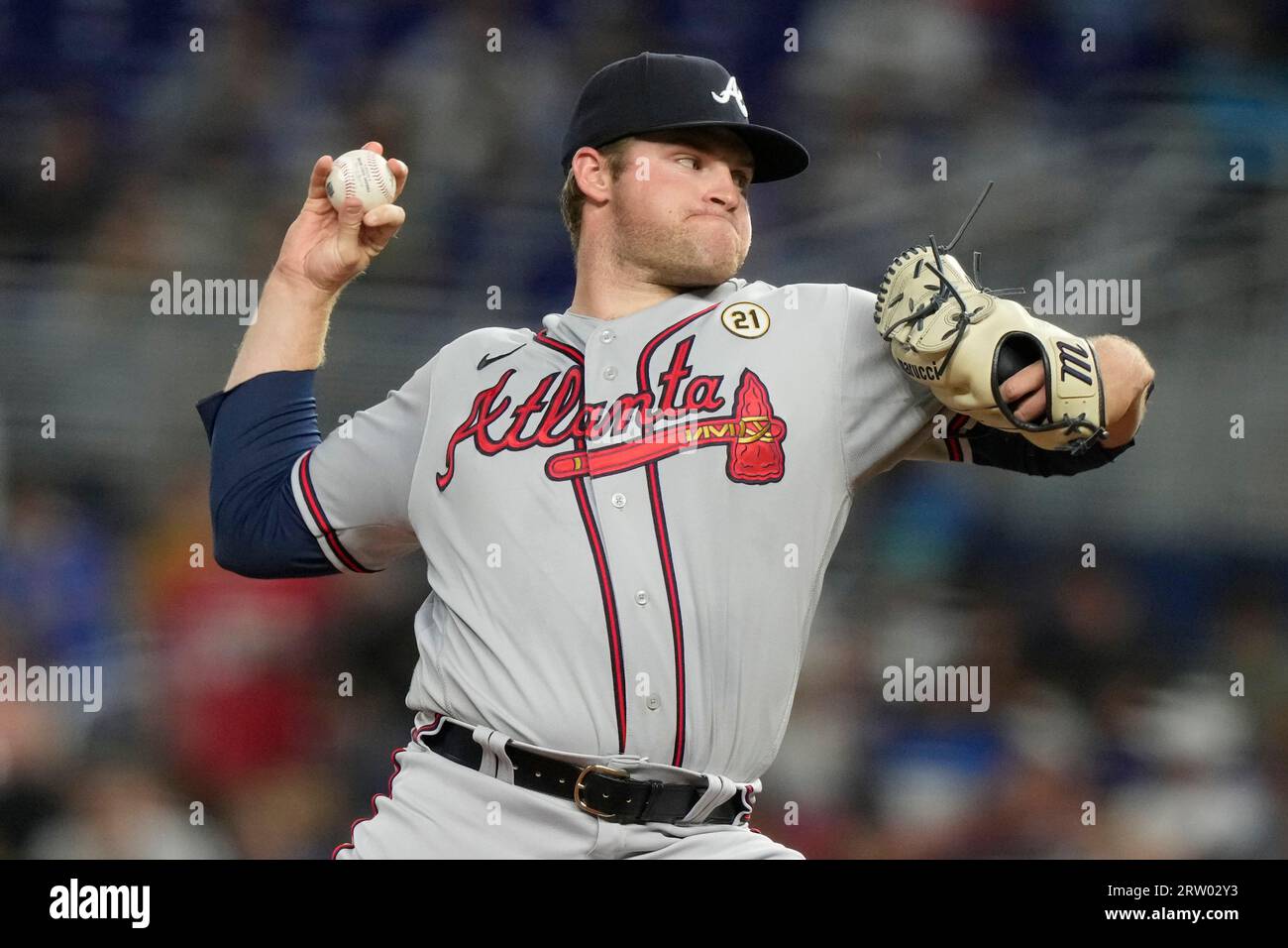 Atlanta Braves starting pitcher Bryce Elder throws during the first ...