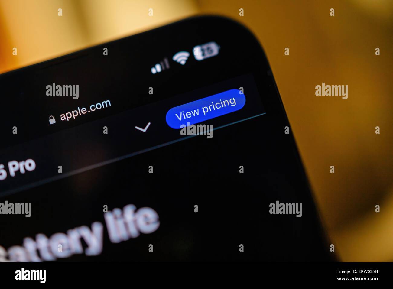 London, UK - Sep 14, 2023: On Apple.com, a tilt-shift focus is placed ...
