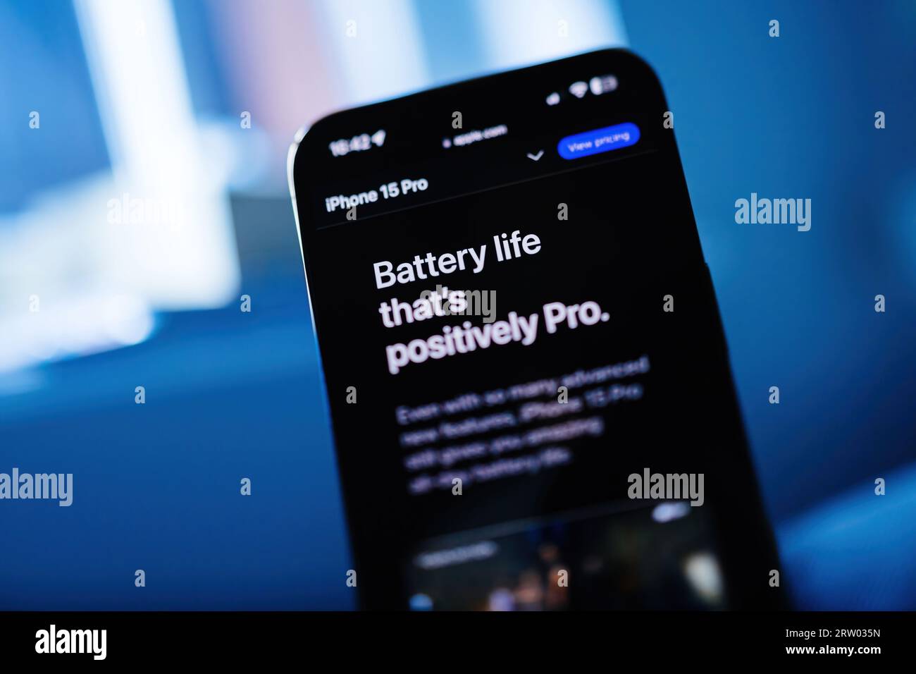 London, UK - Sep 14, 2023: On Apple.com, a tilt-shift focus zeroes in ...