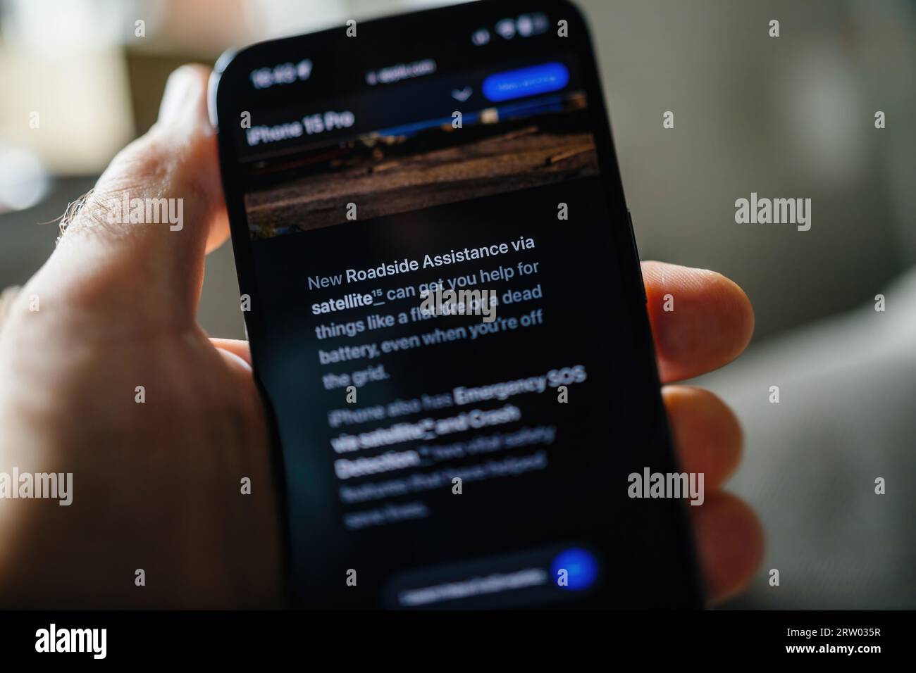 London, UK - Sep 14, 2023: POV Apple.com highlights iPhone 15 PRO ...