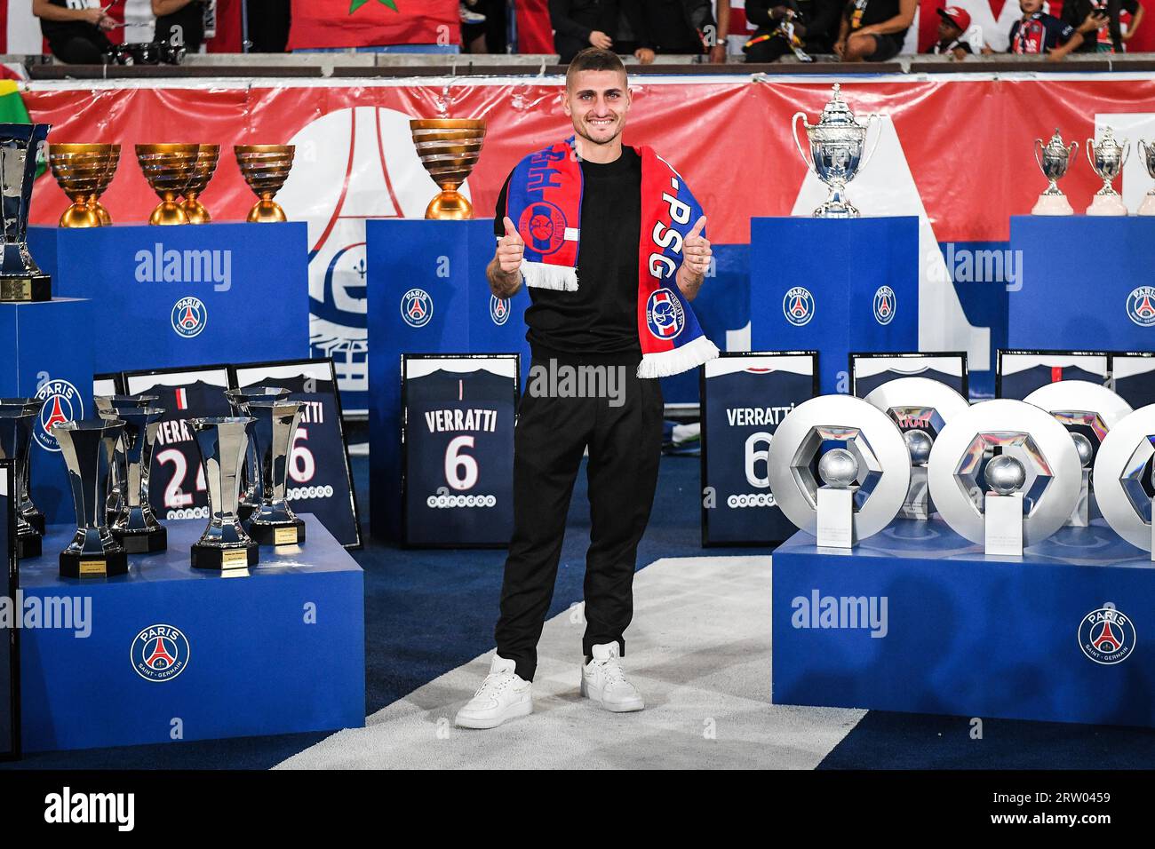 Paris, France. 15th Sep, 2023. Marco VERRATTI of PSG poses with his ...