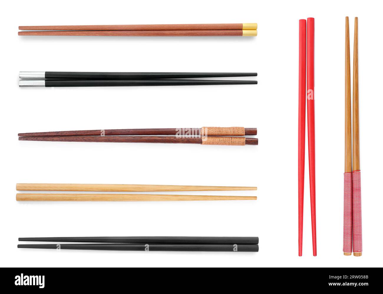 Set with different chopsticks isolated on white, top view Stock Photo ...