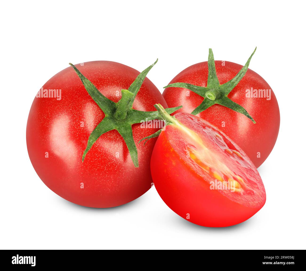 Fresh ripe cherry tomatoes isolated on white Stock Photo - Alamy