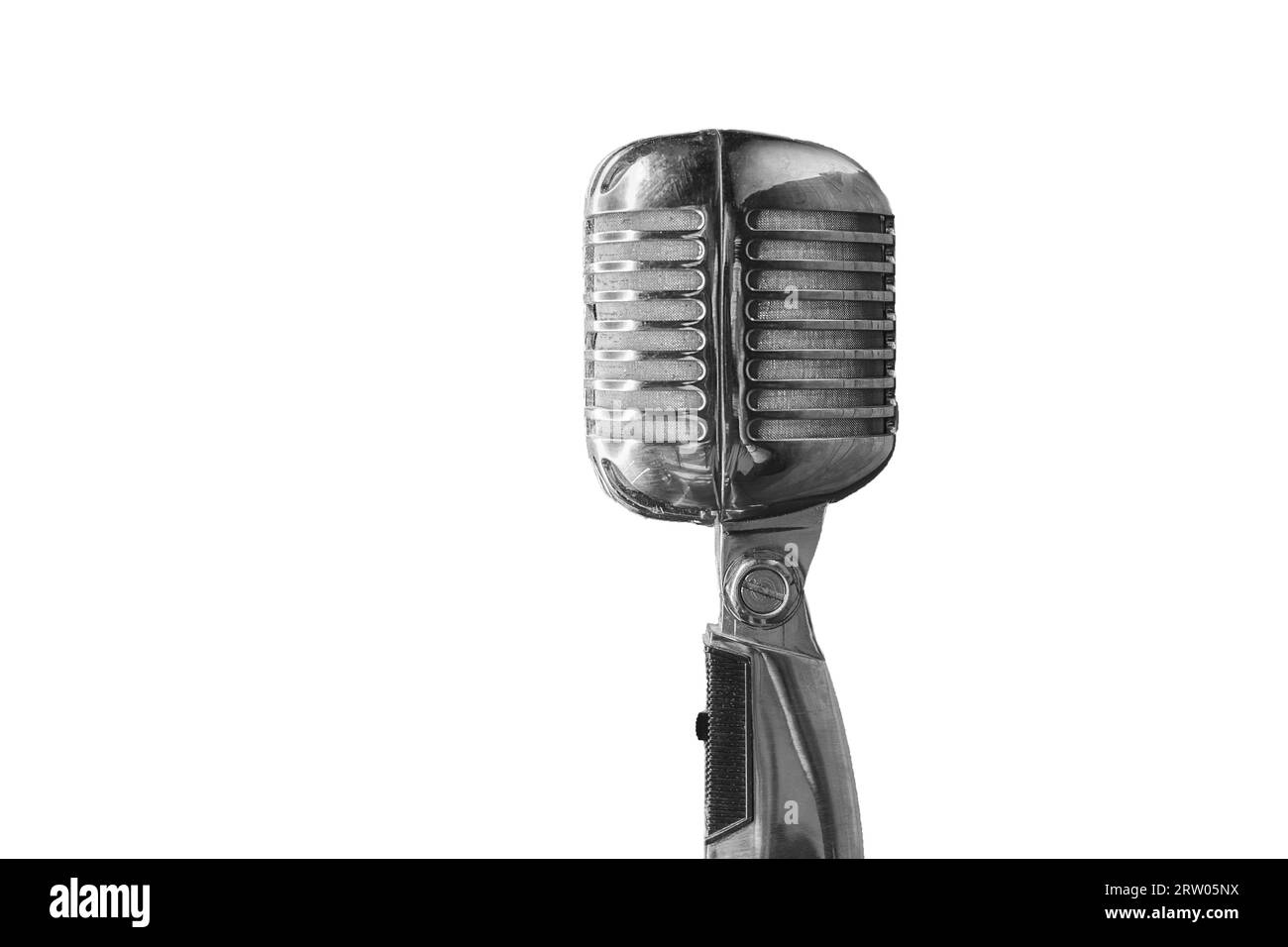 Wired Dynamic Retro Microphone Silver Metal Color On White Background ...