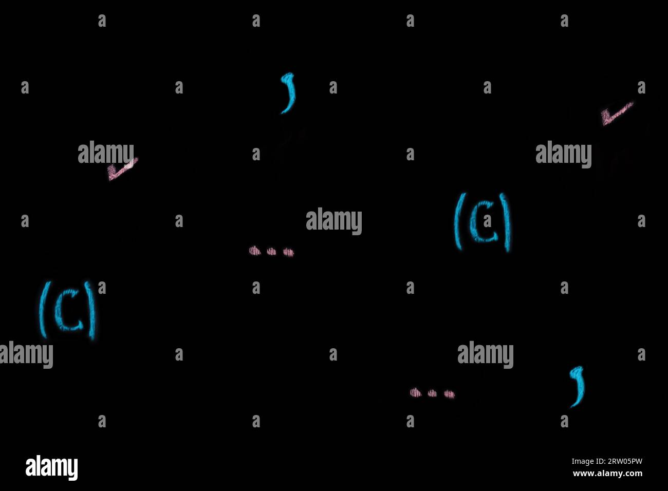Punctuation marks and letters on a dark background for design Stock ...