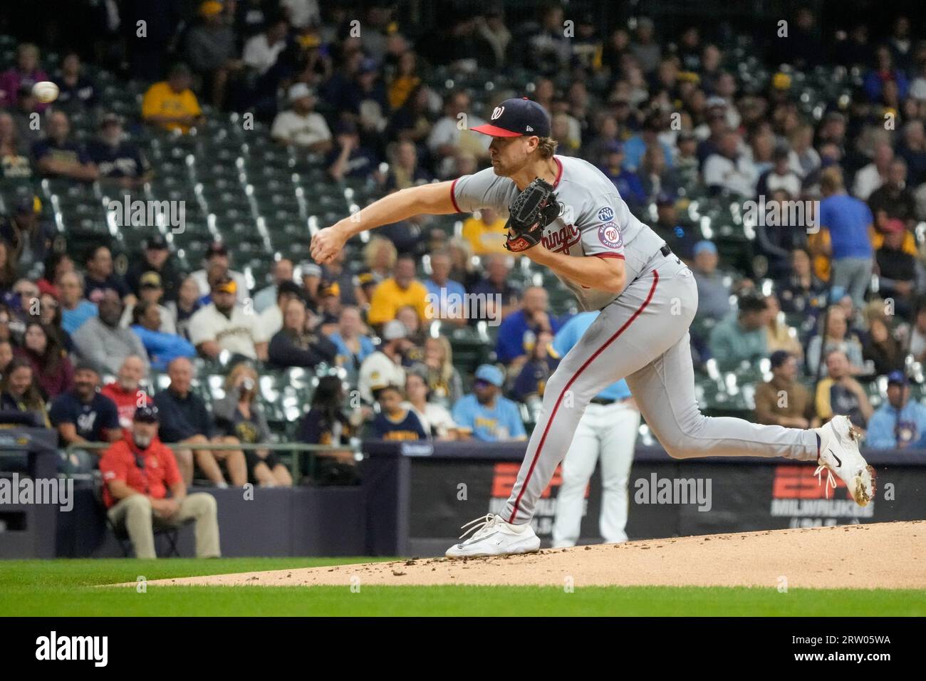 Washington Nationals starting pitcher Jake Irvin throws during the ...