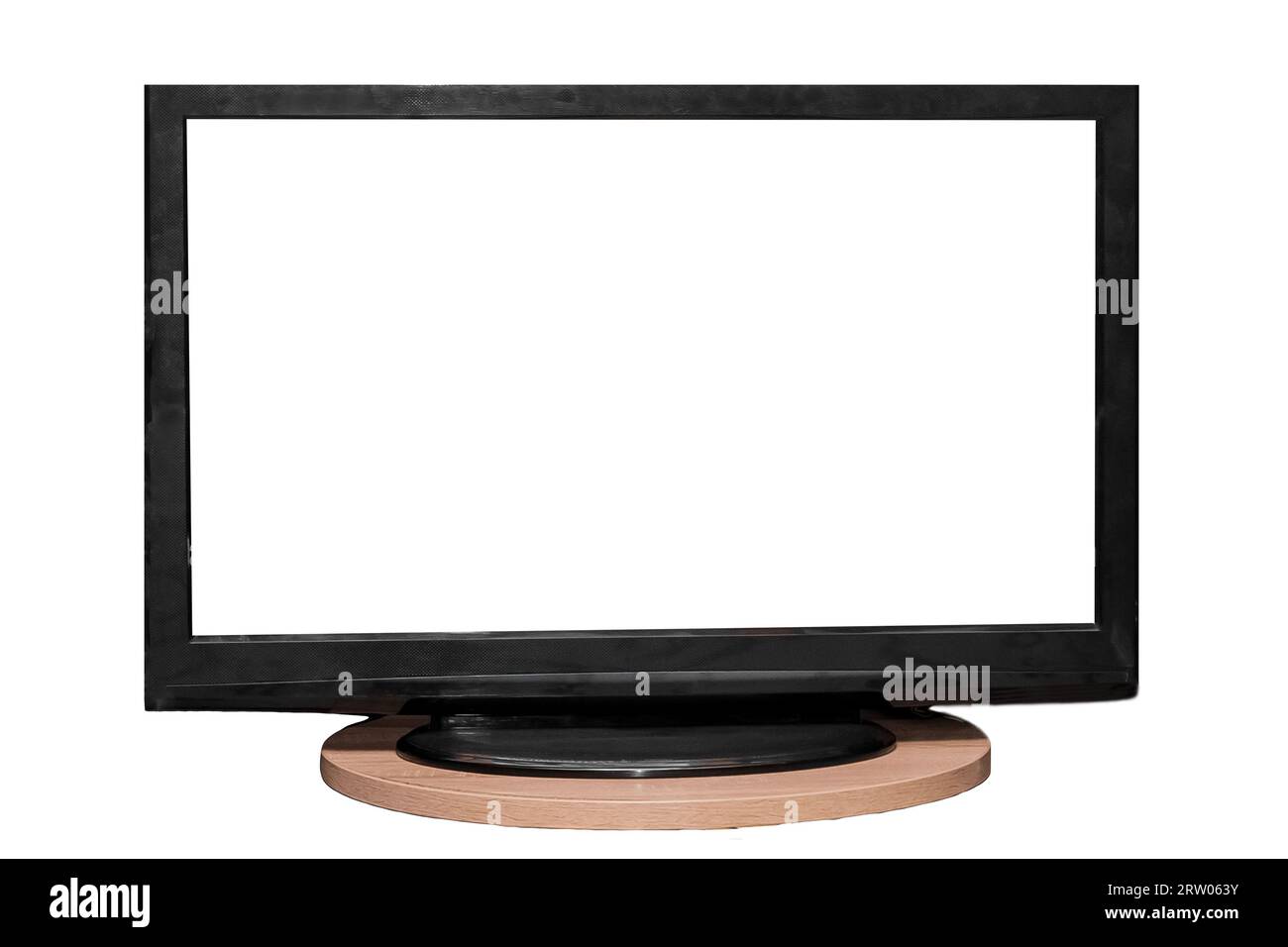 Blank TV screen on wooden stand space for text design mock up frame on ...