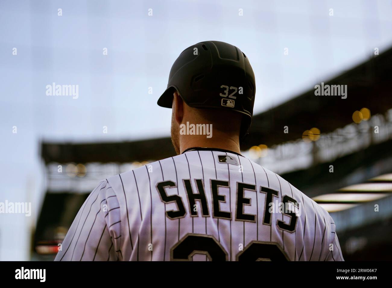 Chicago White Sox's Gavin Sheets waits on deck in the first game of a ...